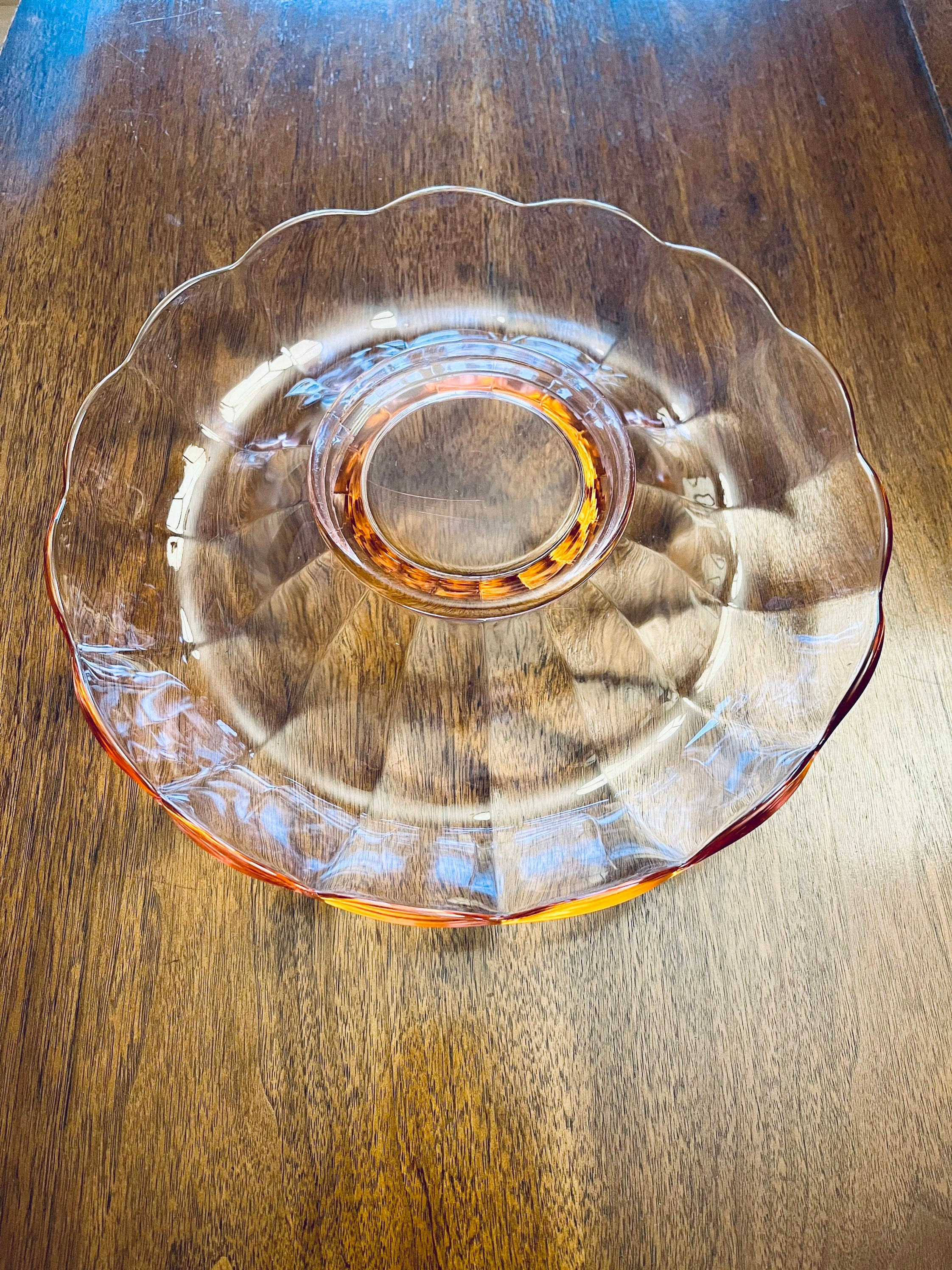 Pink Depression Glass Rolled Edge Centerpiece or Console Bowl - Etsy