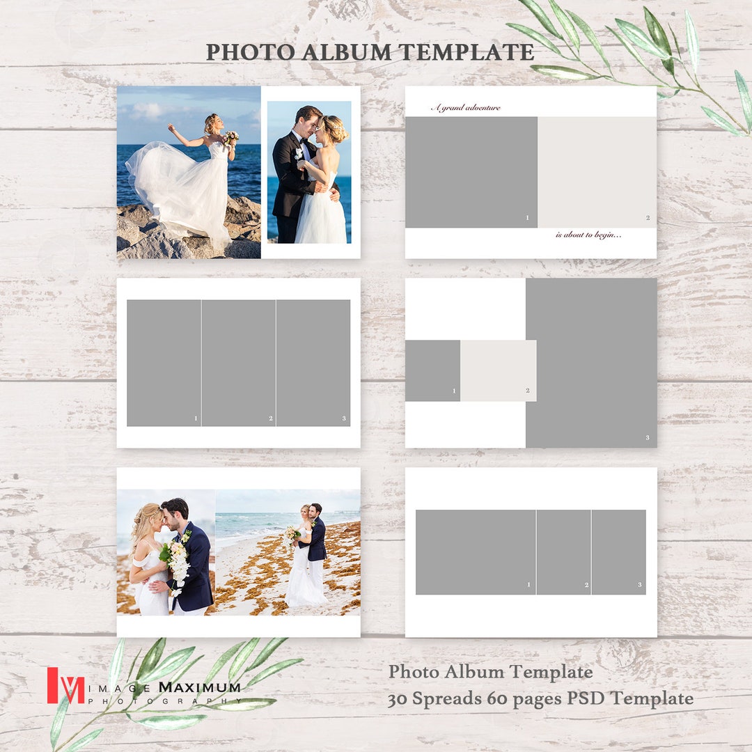 Wedding Photo Album Templates 11x8 Bride Groom Photoshop PSD Collage ...