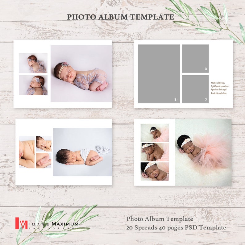 Newborn Photo Album Templates 8x6 Photoshop PSD Collage Newborn ...