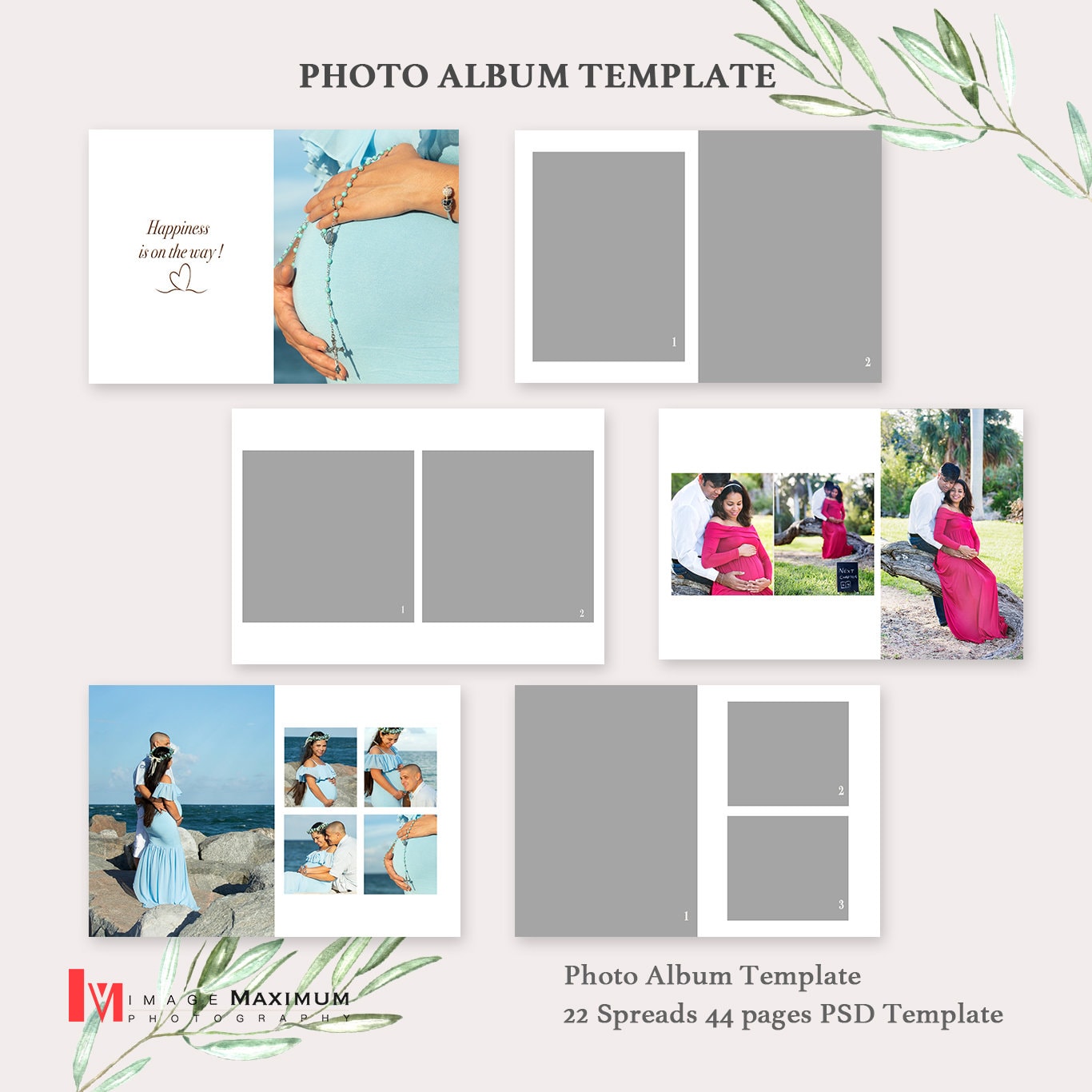 Maternity Photo Album Template 8x6 Photoshop PSD Collage PDF ...