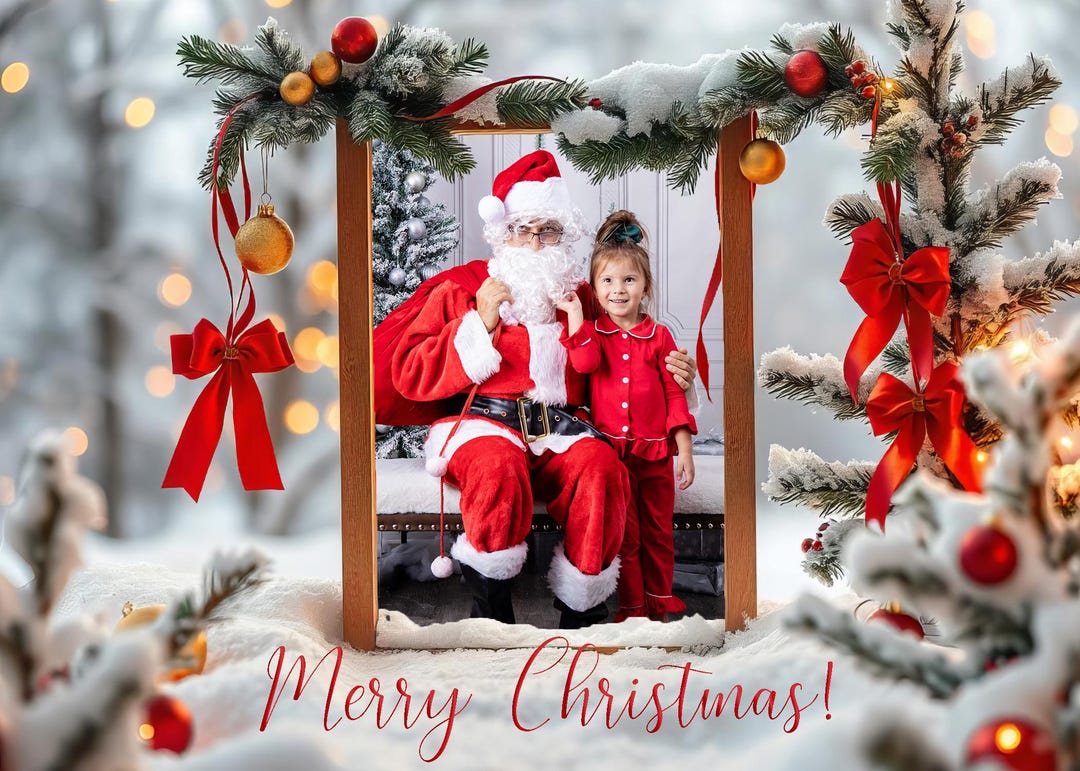 Merry Christmas Photo Frame Template: Family Photo, 5x7 PSD Digital ...