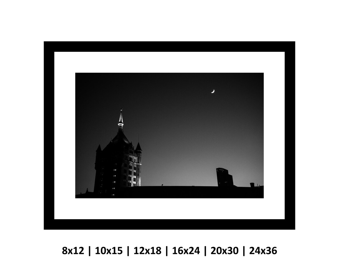 SUNY Headquarters & Half Moon, Black and White Photography Print ...