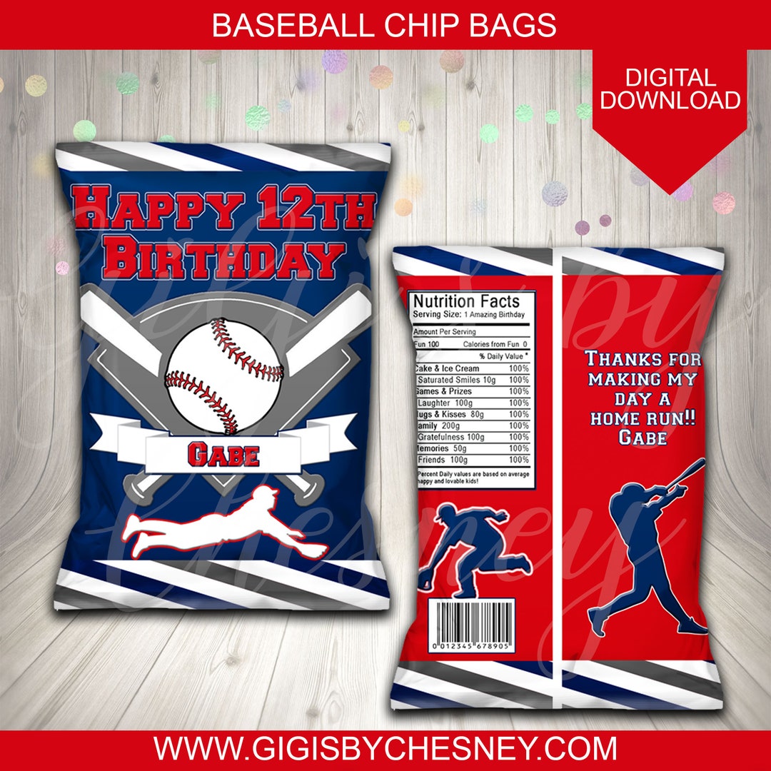 Baseball Chip Bags | Treat Bags | Baseball Treat Bags | Sports Party - Etsy
