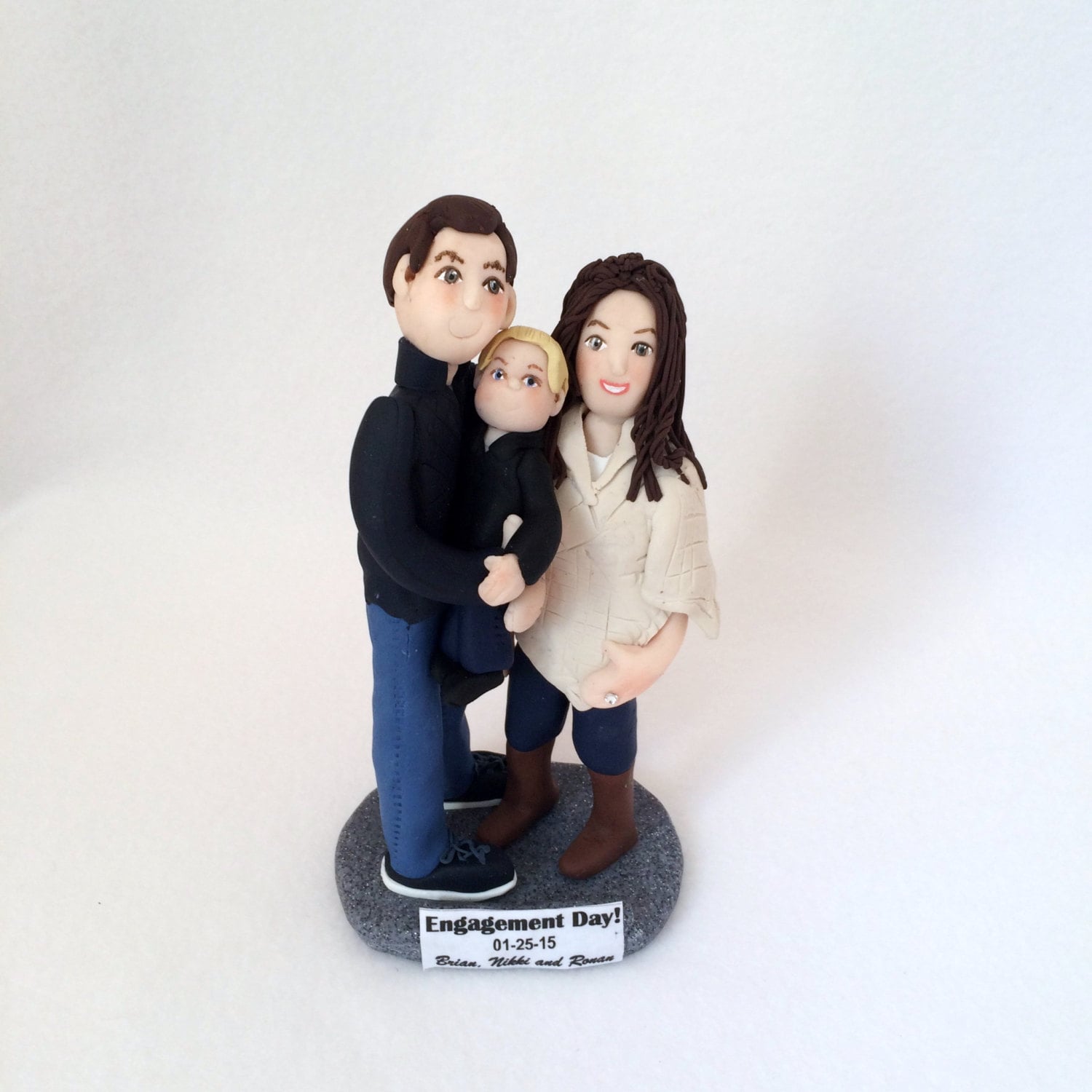 Custom Polymer Clay Couple Family Engagement Ornament Family | Etsy