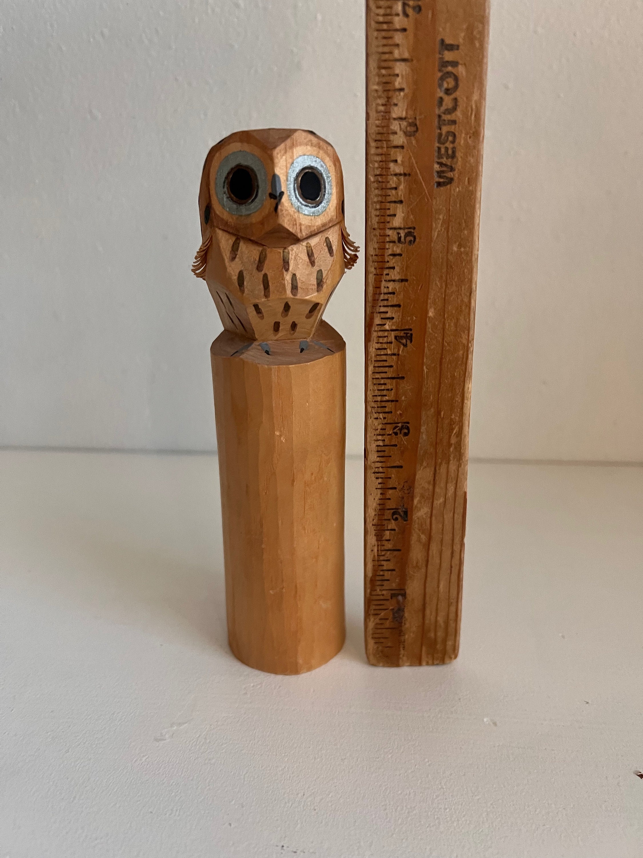 Vintage Carved Wood Owl Ittobori Figurine Made in Japan - Etsy