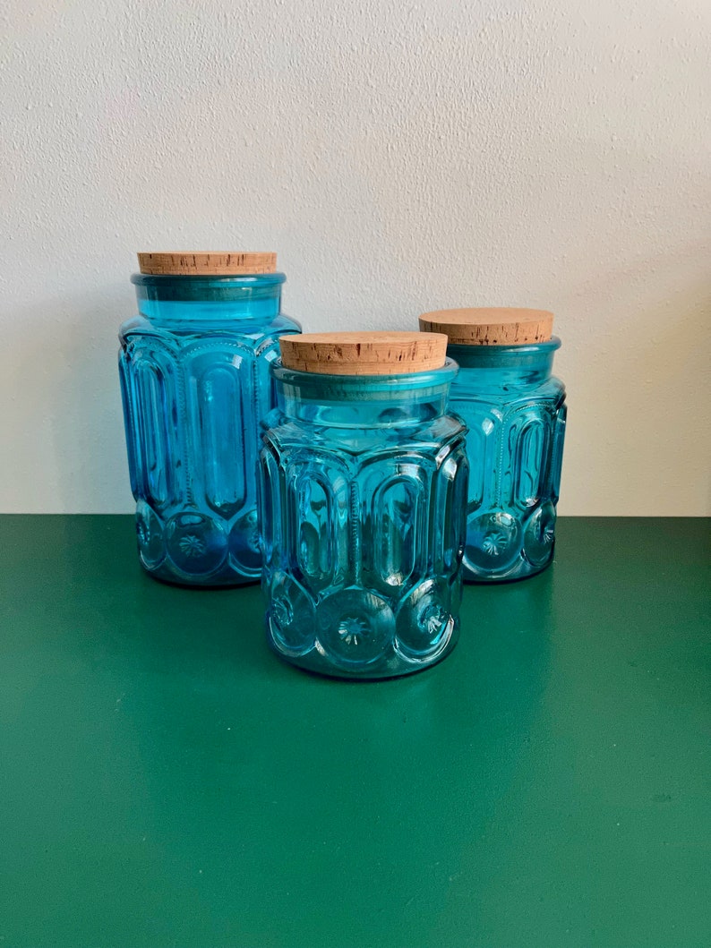 Vintage Moon and Stars Blue Canister Vase Cork Lid 3 Available - Etsy