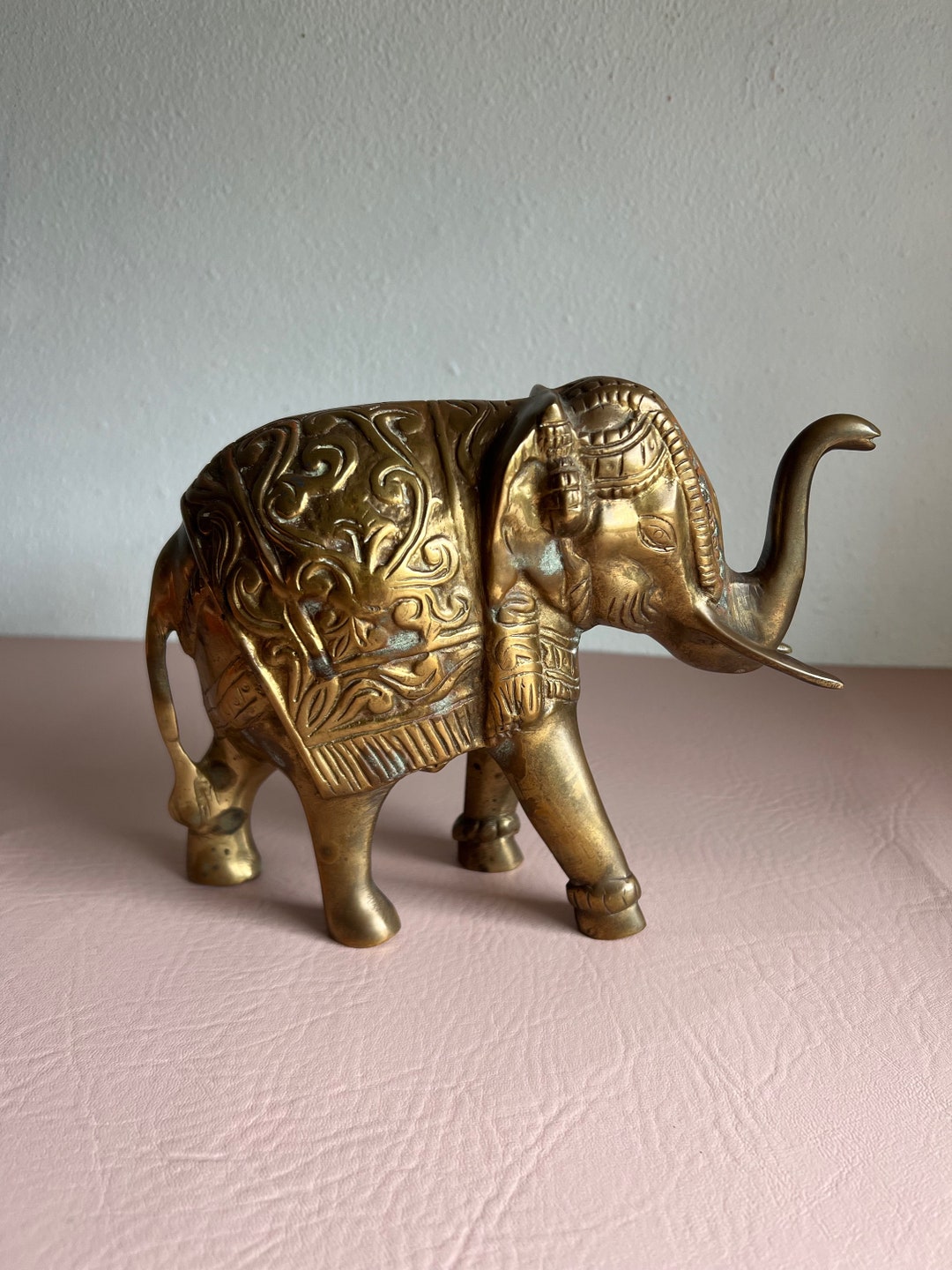 Vintage Solid Brass Elephant Figurine - Etsy