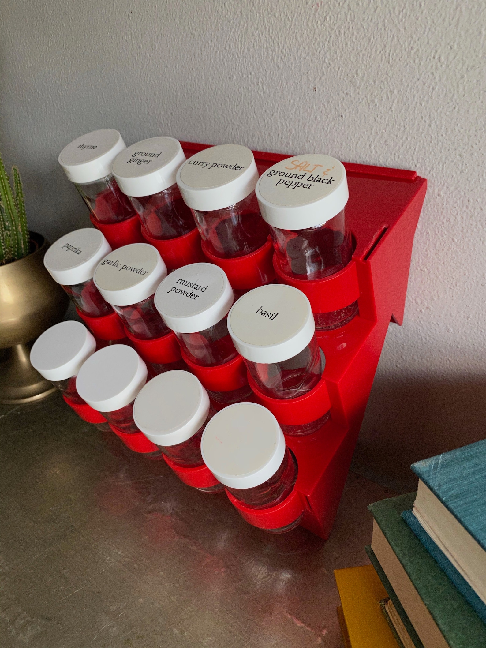Vintage Red Copco Spice Rack With Jars Sam Lebowitz - Etsy