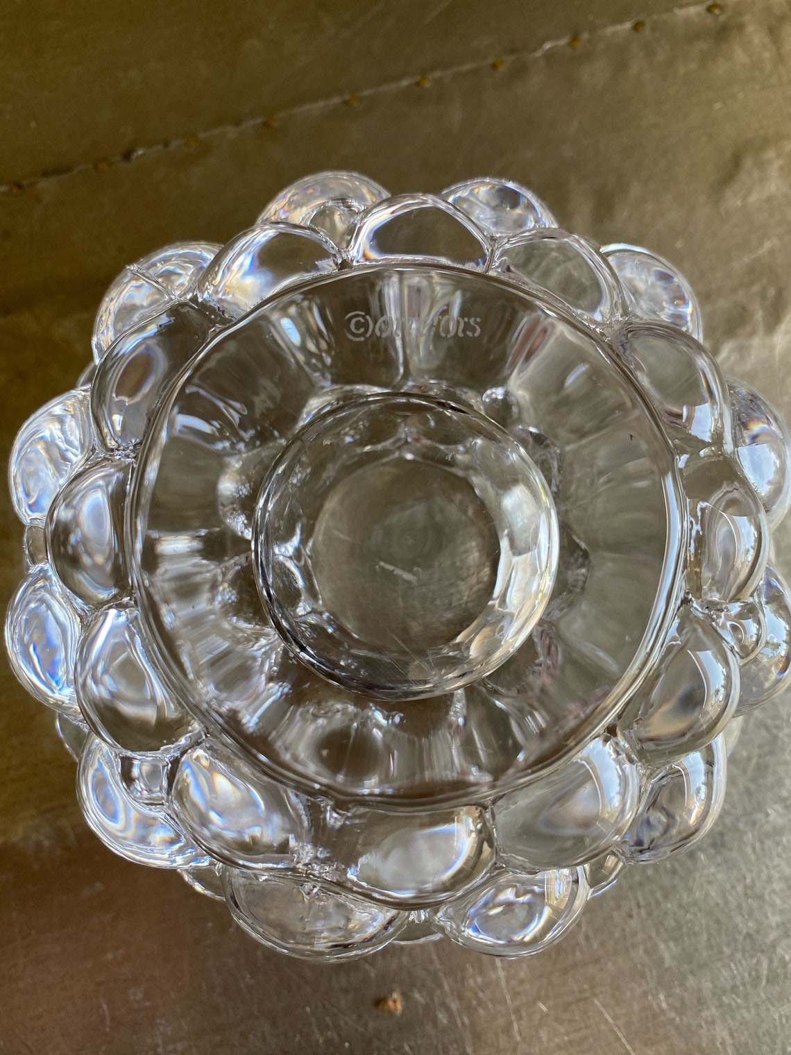 Vintage crystal candle holder Orrefors Raspberry bubble votive | Etsy