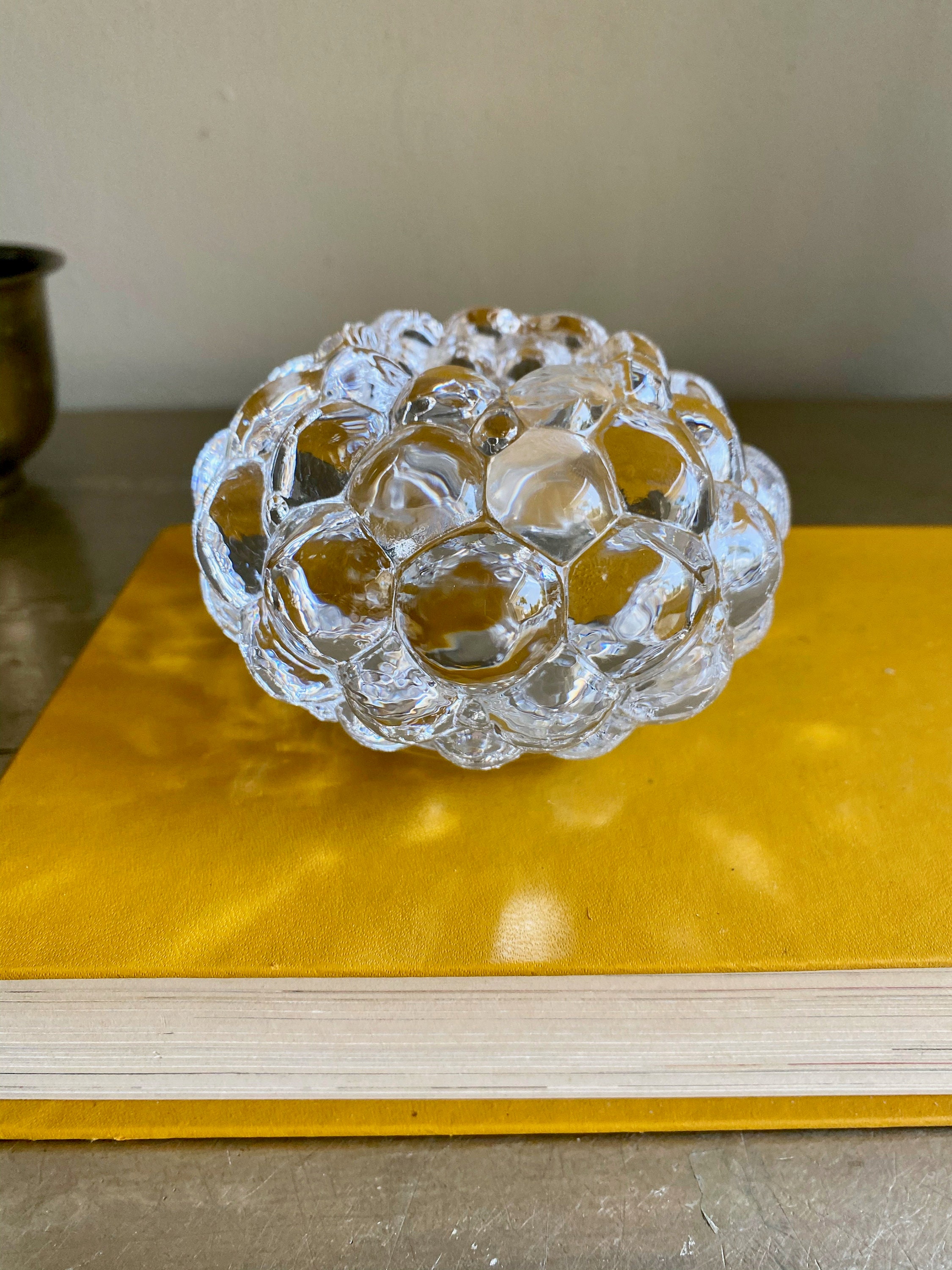 Vintage crystal candle holder Orrefors Raspberry bubble votive | Etsy