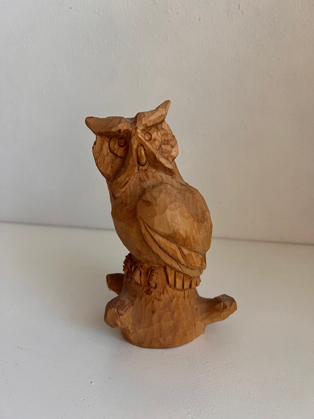 Vintage Carved Wood Great Horned Owl Rustic Cabin Decor - Etsy