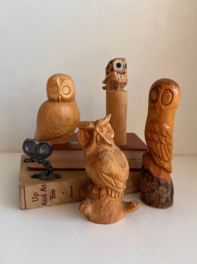 Vintage Carved Wood Owl Ittobori Figurine Made in Japan - Etsy