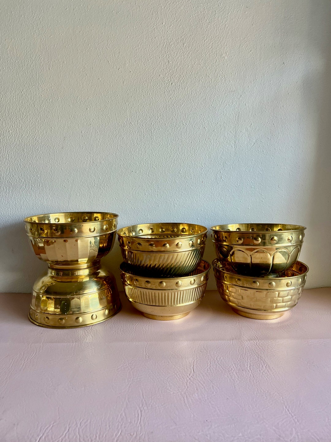 Vintage Shiny Textured Small Brass Planter or Cache Pot 6 Available - Etsy