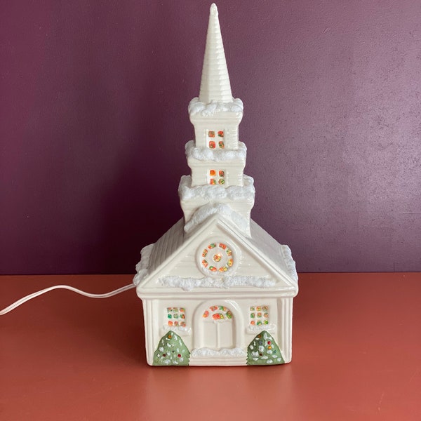 Lighted Ceramic Church - Etsy