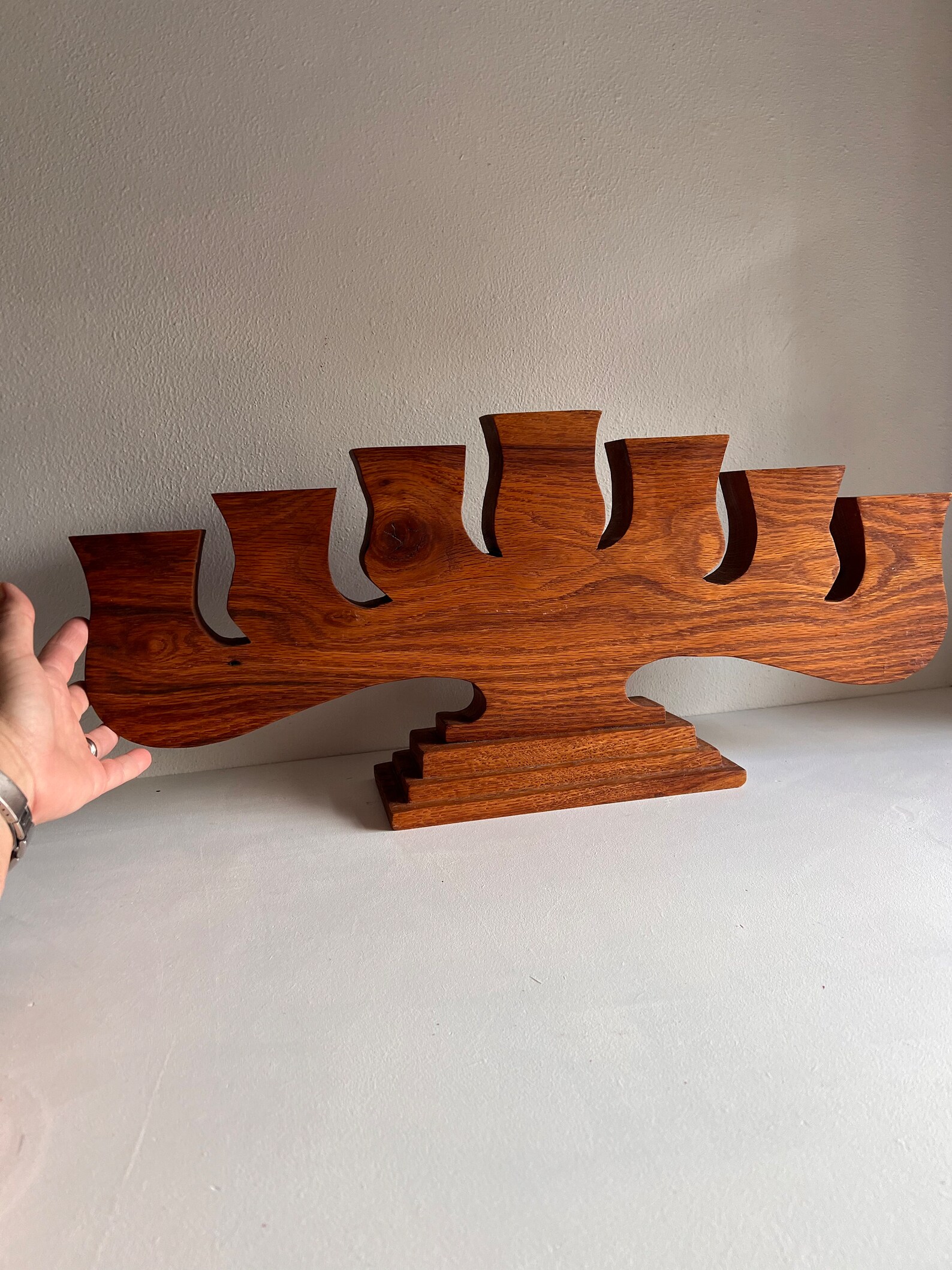 Vintage Monumental Solid Wood Menorah Large Oversized Folk Art - Etsy