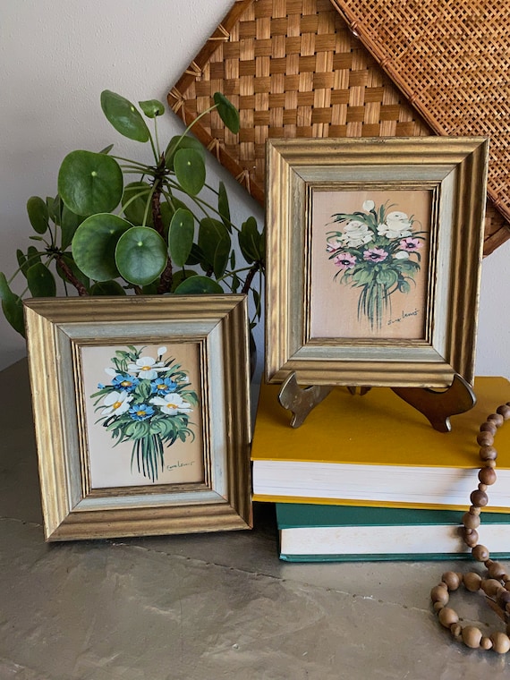 Vintage Signed Edna Lewis Flower Bouquet Oil Painting 2 - Etsy