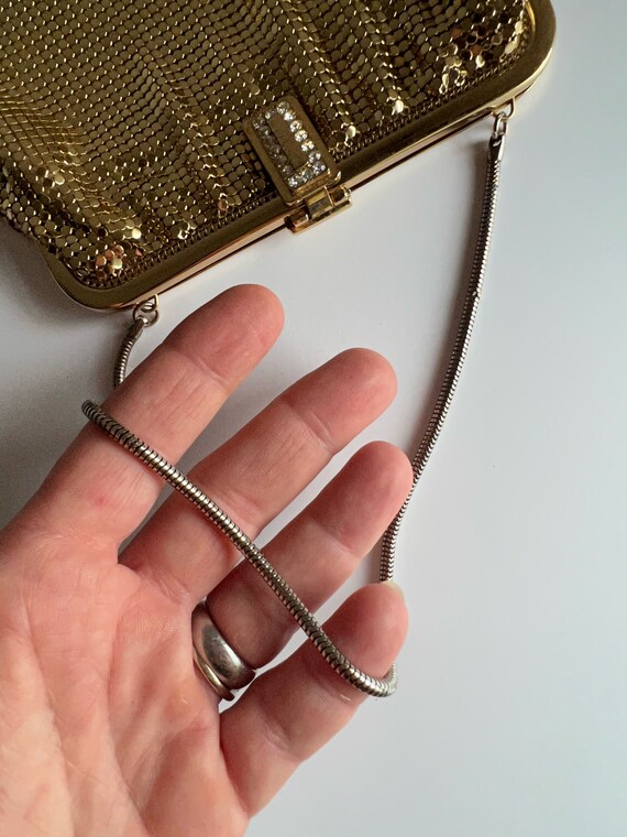 vintage gold mesh Whiting & Davis mesh wristlet clutch - Gem