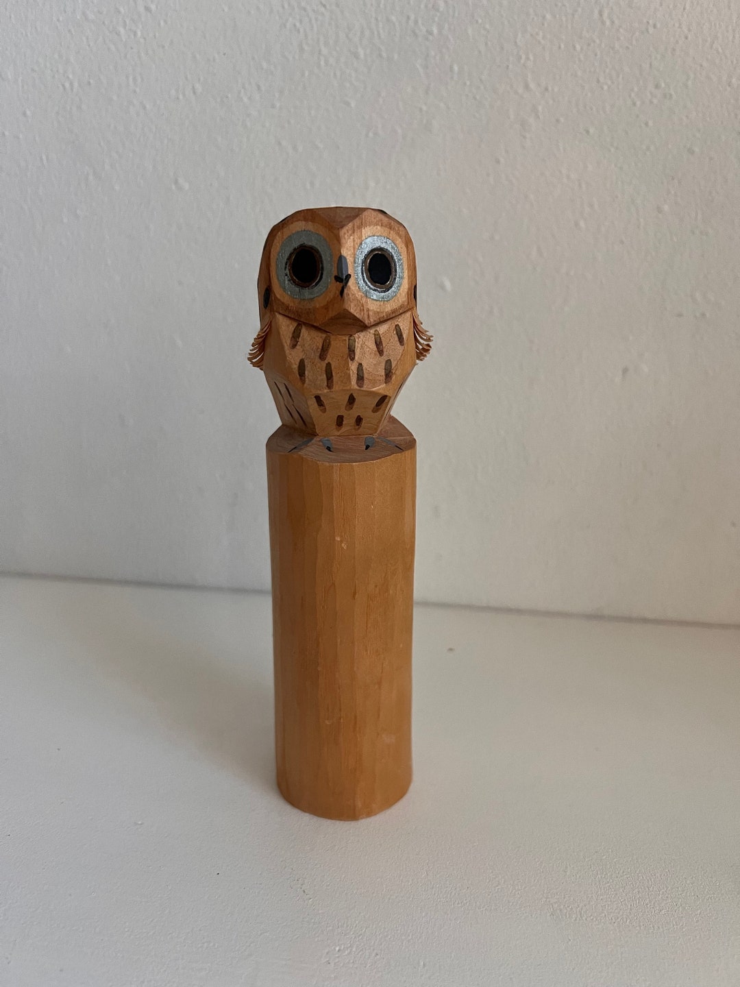 Vintage Carved Wood Owl Ittobori Figurine Made in Japan - Etsy