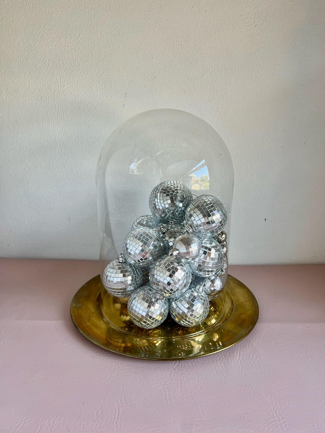 Vintage Large Glass Dome Cloche With Solid Brass Charger Base Display ...