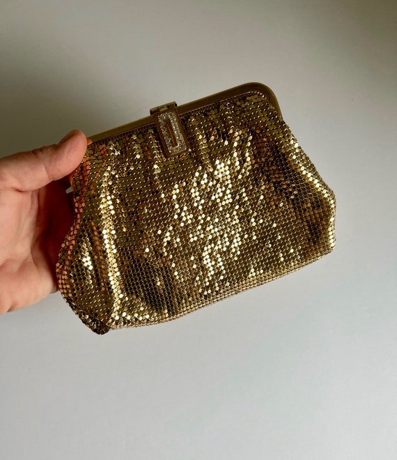 vintage gold mesh Whiting & Davis mesh wristlet clutch - Gem