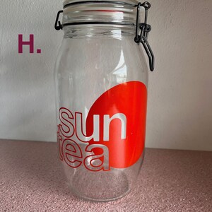 Vintage Typography Glass Jar Canisters Hermetic Seal Flour Sugar ...