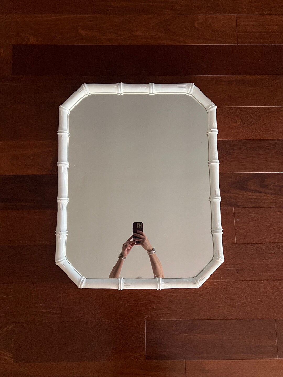 Vintage White Faux Bamboo Wall Mirror Palm Beach Chic - Etsy