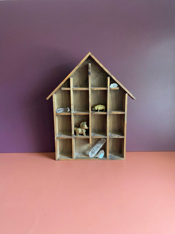 Vintage House Shaped Wood Shadow Box Curio Miniature Wall | Etsy