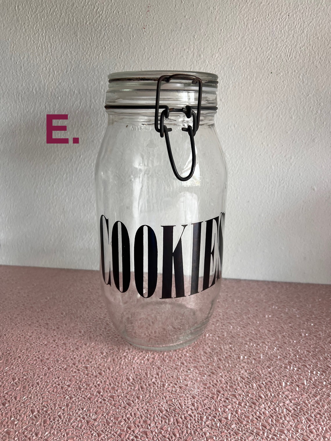 Vintage Typography Glass Jar Canisters Hermetic Seal Flour Sugar ...