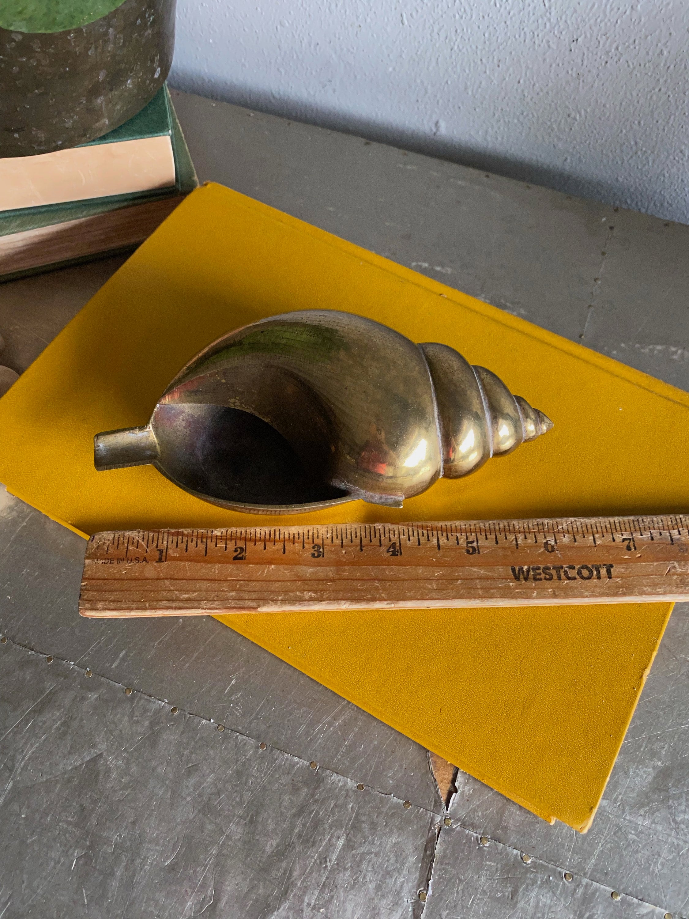 Tobacciana Art & Collectibles vintage solid brass conch shell shaped ...