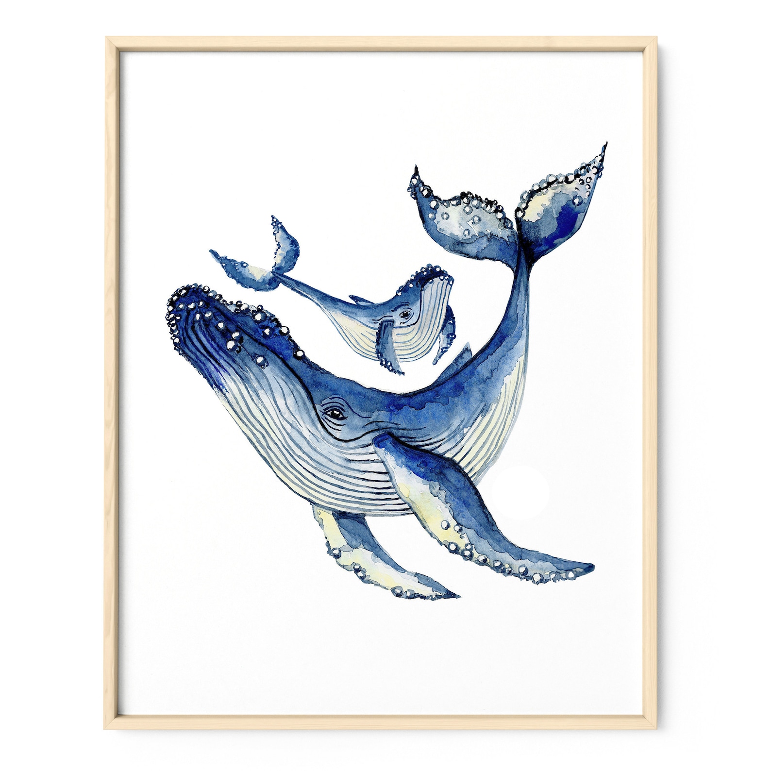 Aquarell Buckelwale Wal Zeichnung Fine Art Print, Giclée Print Poster ...