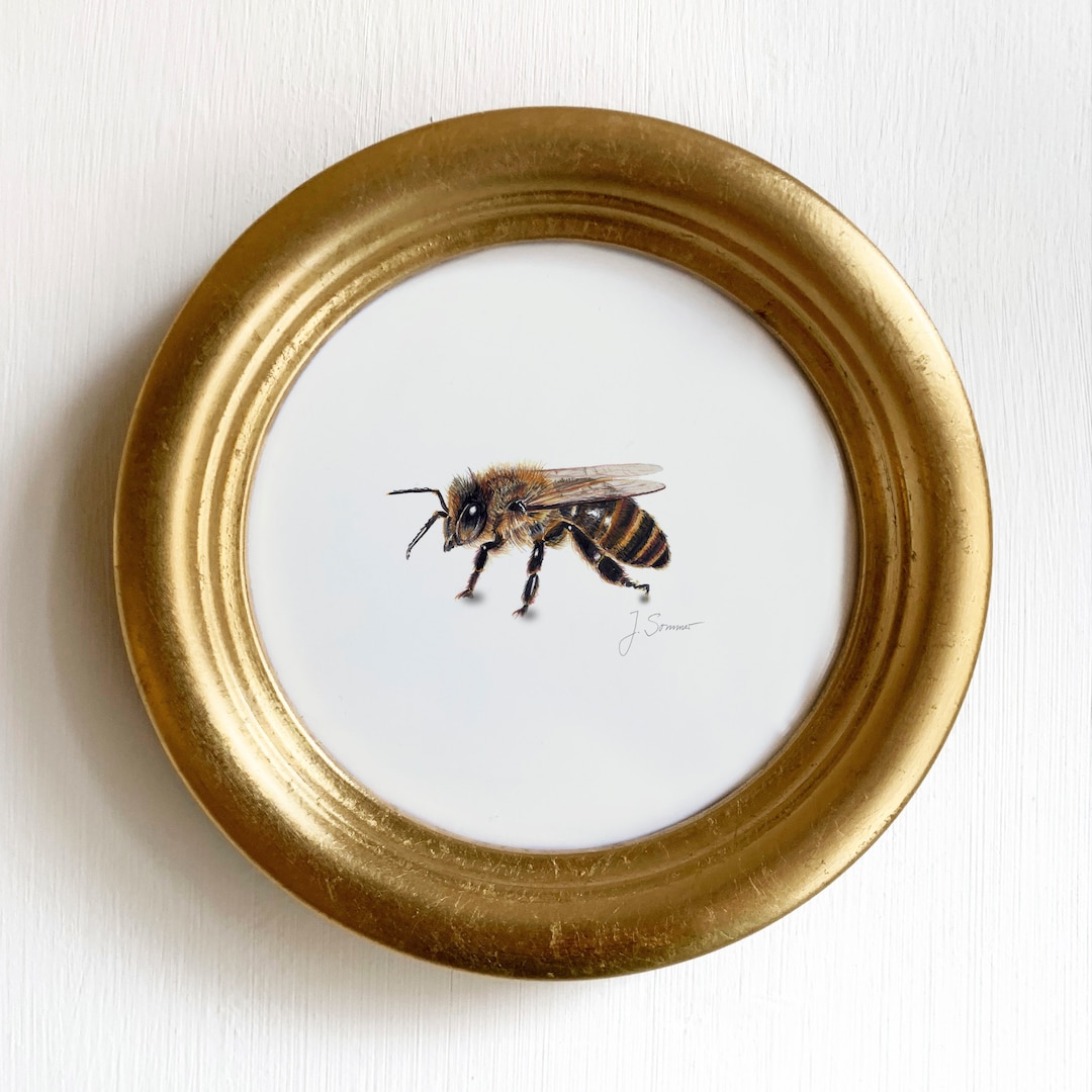 Honeybee, Side View, Drawing, Small Fine Art Print Bee, Giclée Print ...