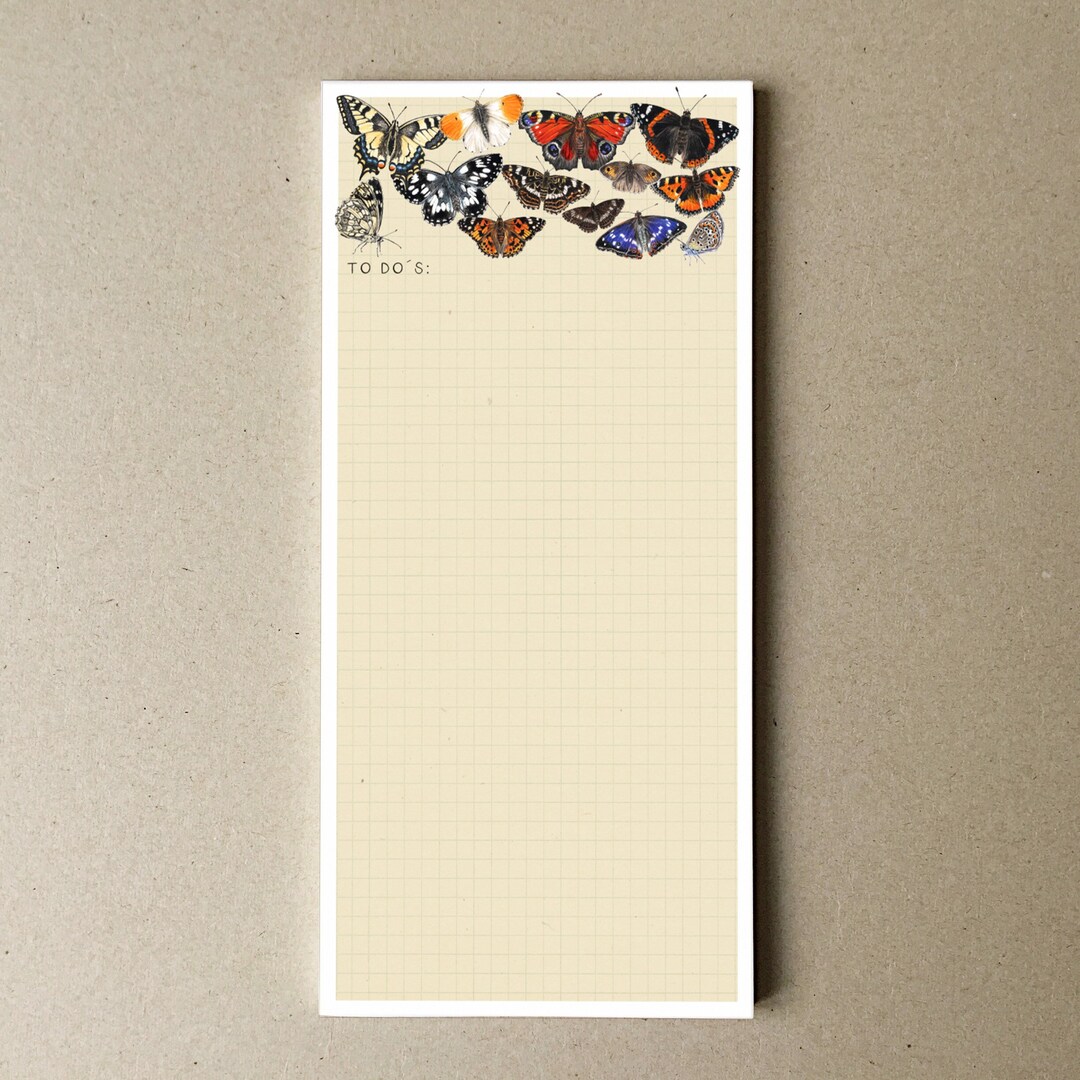 Notepad DIN Long Butterflies Illustrations Drawings Notes Desk Paper - Etsy