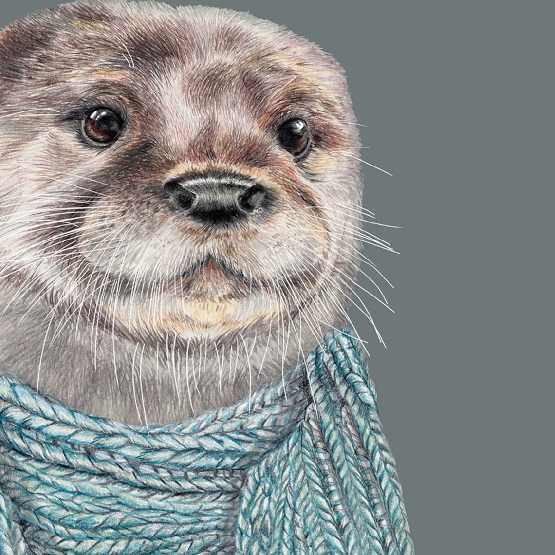Otter Portrait, Drawing, Fine Art Print, Giclée Print, Animal Poster ...