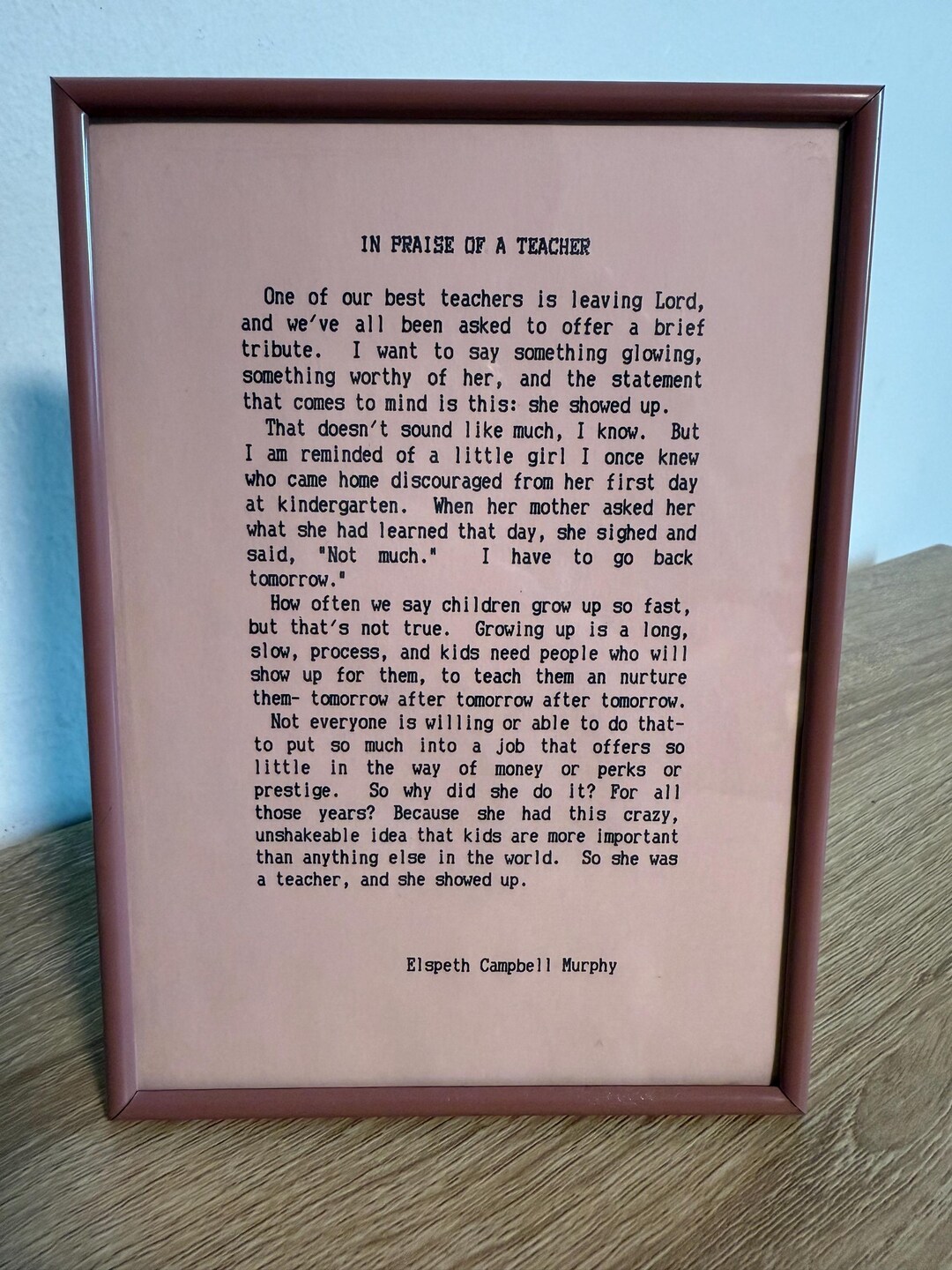 Pink in Praise of a Teacher Picture Frame Quote - 5x7 - Etsy