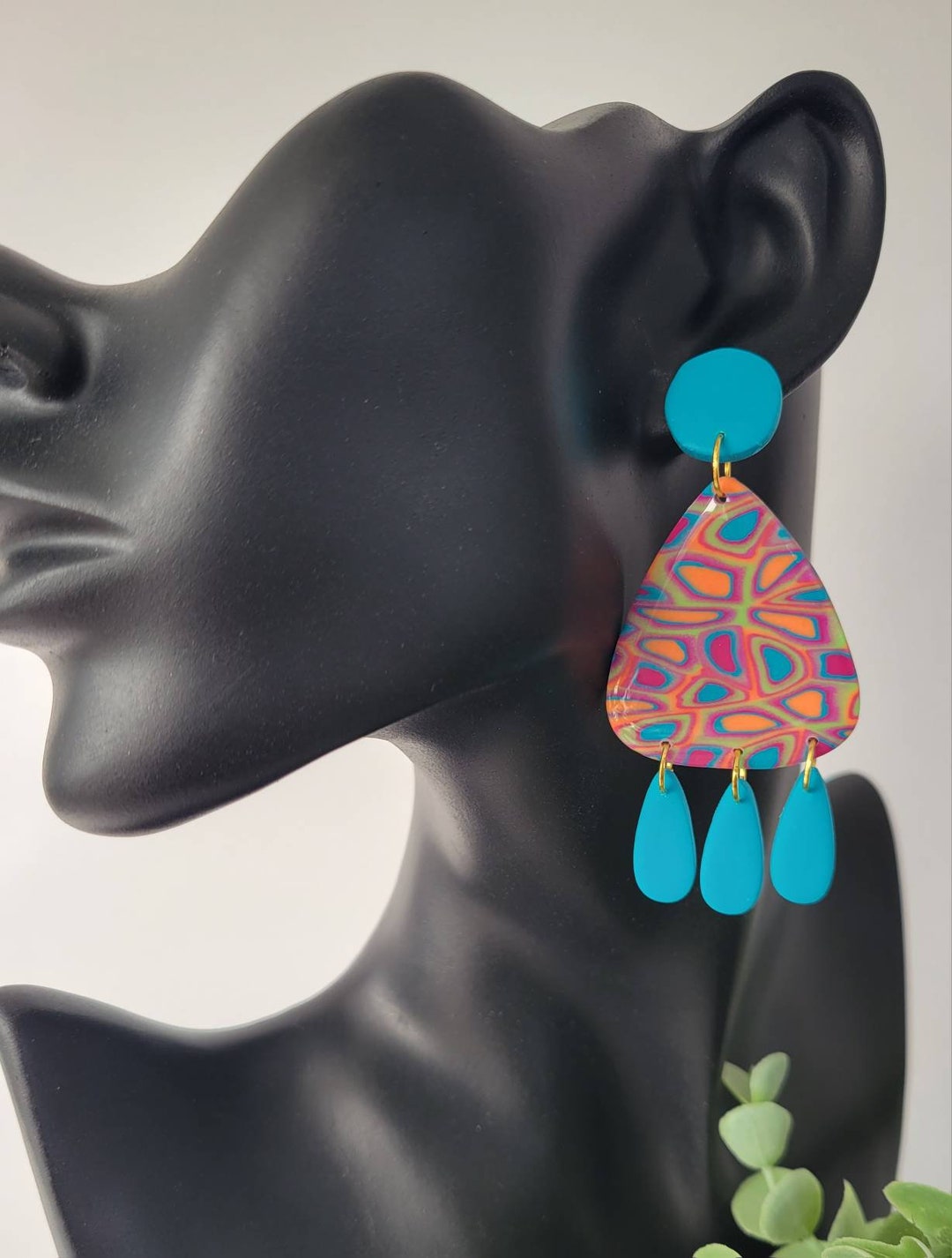 Glow in the Dark Geometric Neon Colored Earrings, Bold Statement ...