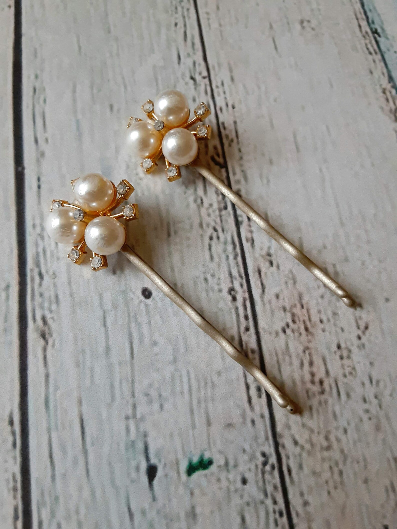 Pearls and Rhinestones Bobby Pins set of 6 Bobby Pins - Etsy