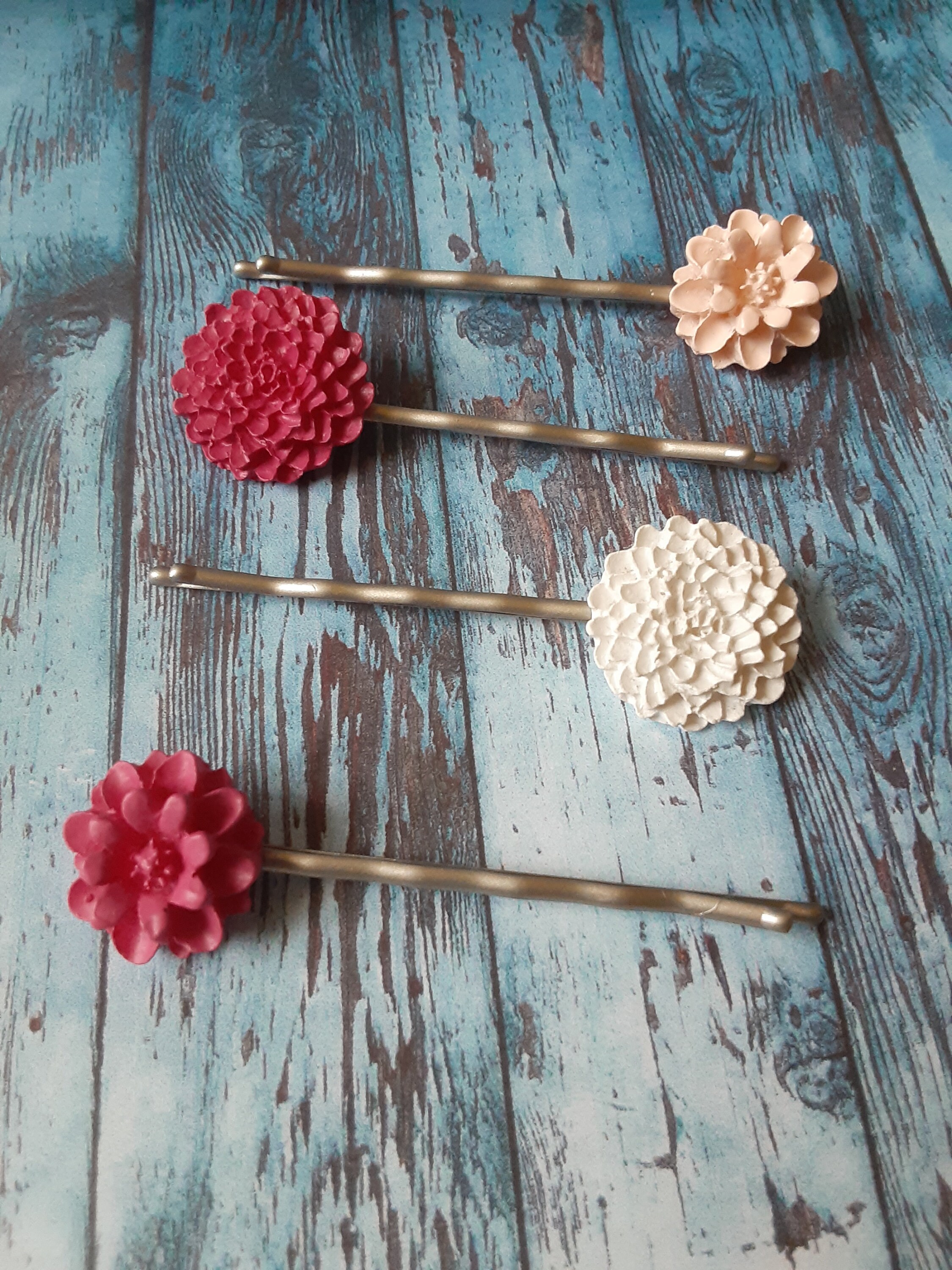 Fuchsia Bobby Pins Set, Fuchsia Flower Hair Pins Set, Bobby Pins Set of ...