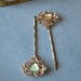 Amber and Green Hearts Bobby Pins Set of 2 Rhinestones Heart Bobby Pins ...