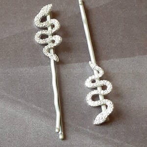 Snake Bobby Pins Set of 2, Rhinestone Bobby Pins, Gift for Her, Golden ...