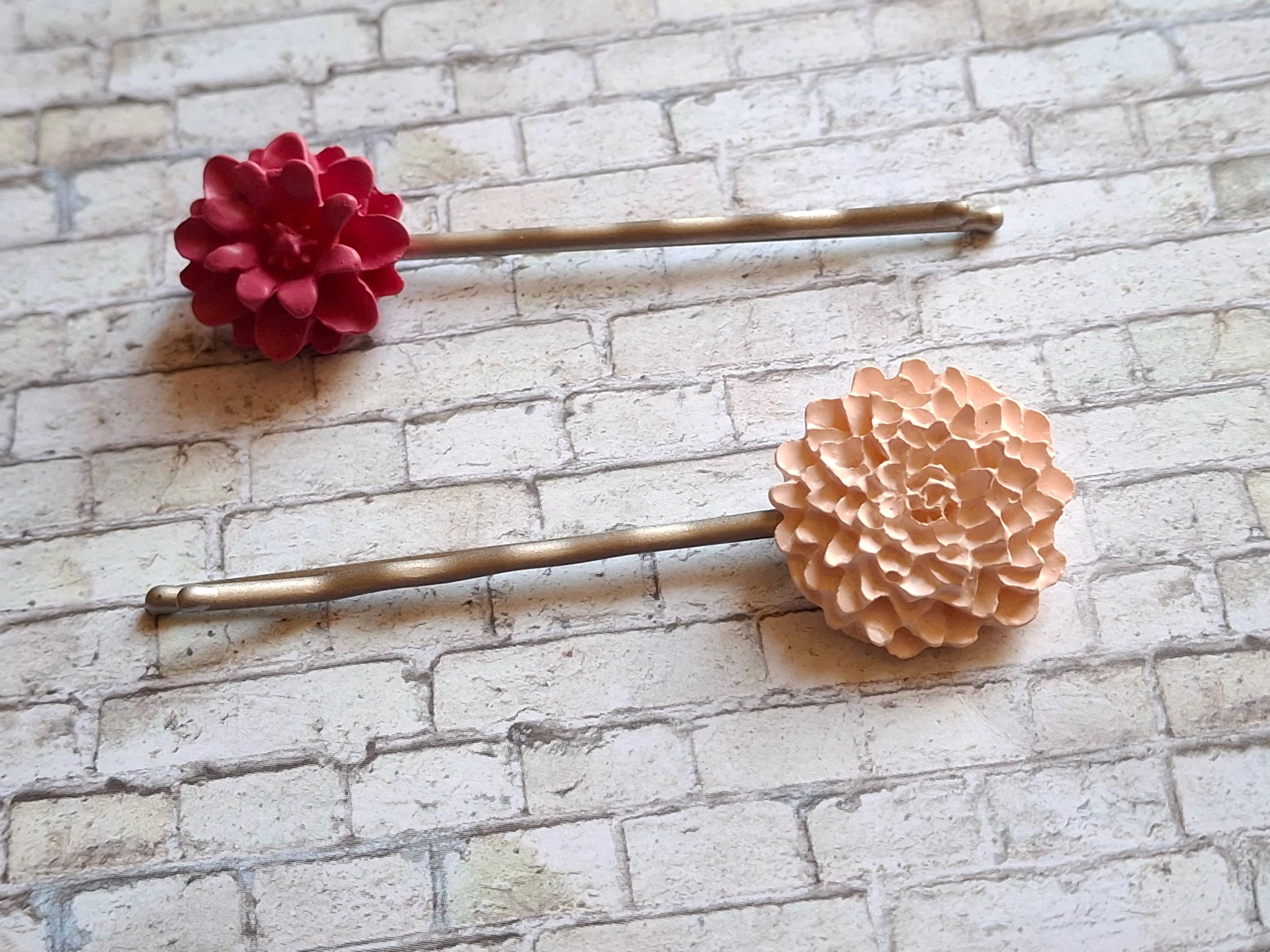 Fuchsia Floral Bobby Pins Set of 4, Floral Hair Pins, Gift for Her ...