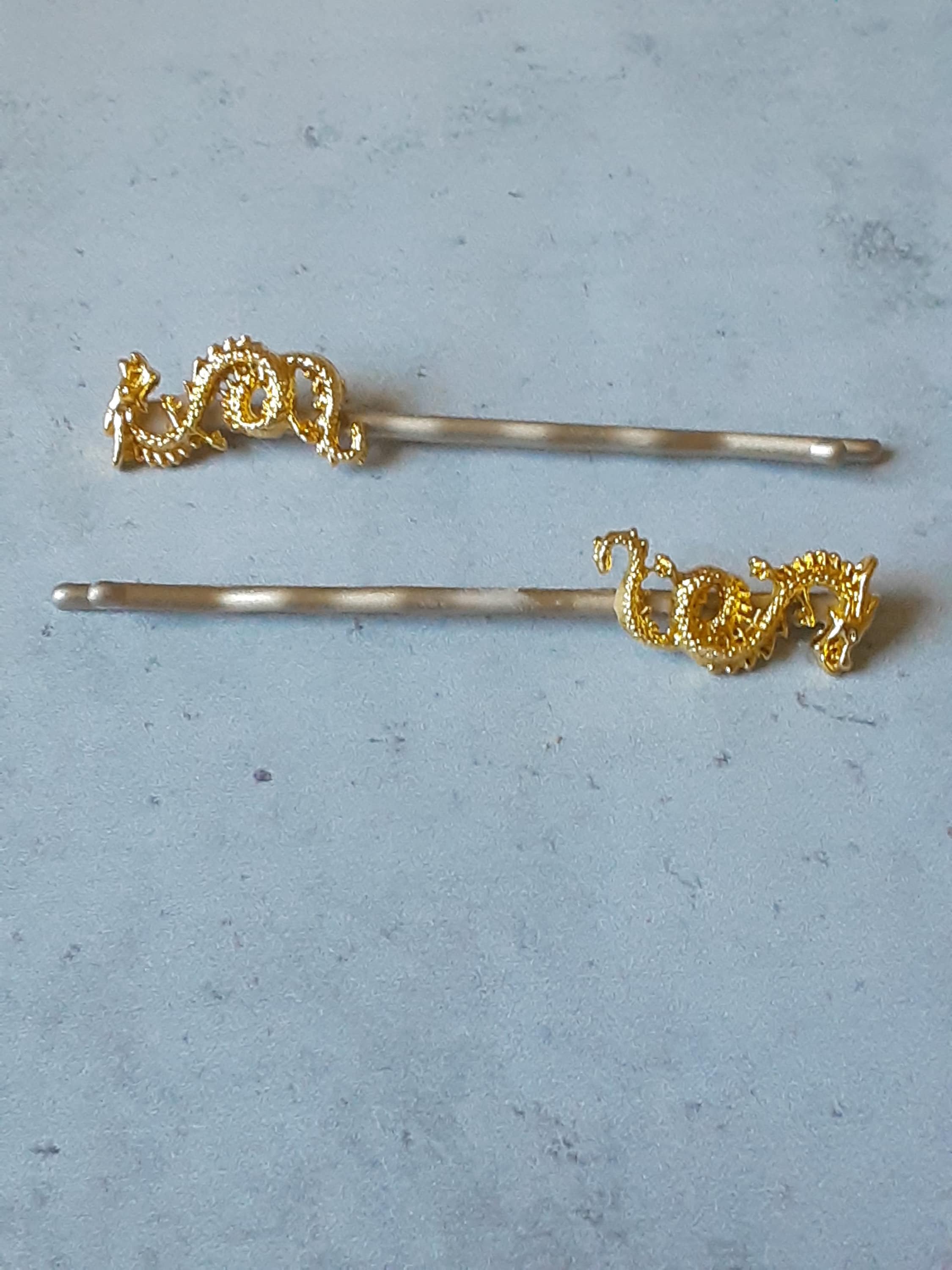 Silver or Golden Dragons Bobby Pins, Set of 2 Bobby Pins, Gift Under 20 ...