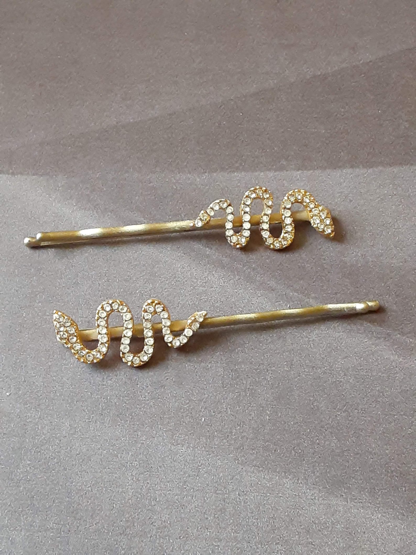 Snake Bobby Pins Set of 2, Rhinestone Bobby Pins, Gift for Her, Golden ...