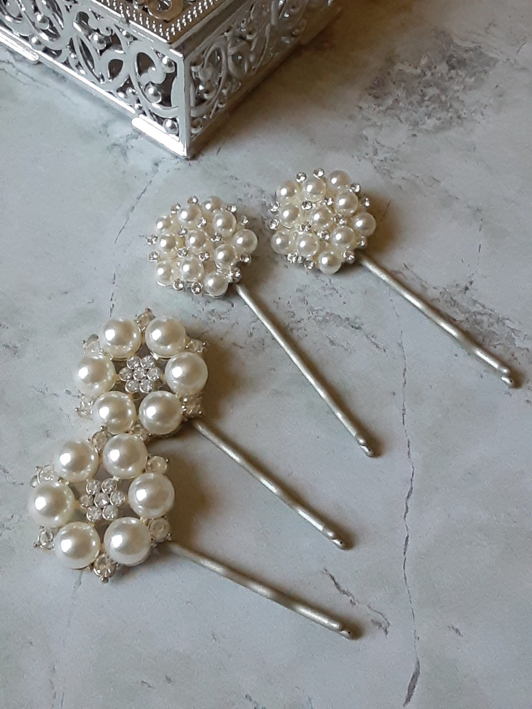 Pearls Bobby Pins Set of 4 Brides Bobby Pins, Wedding Hair Accessories ...