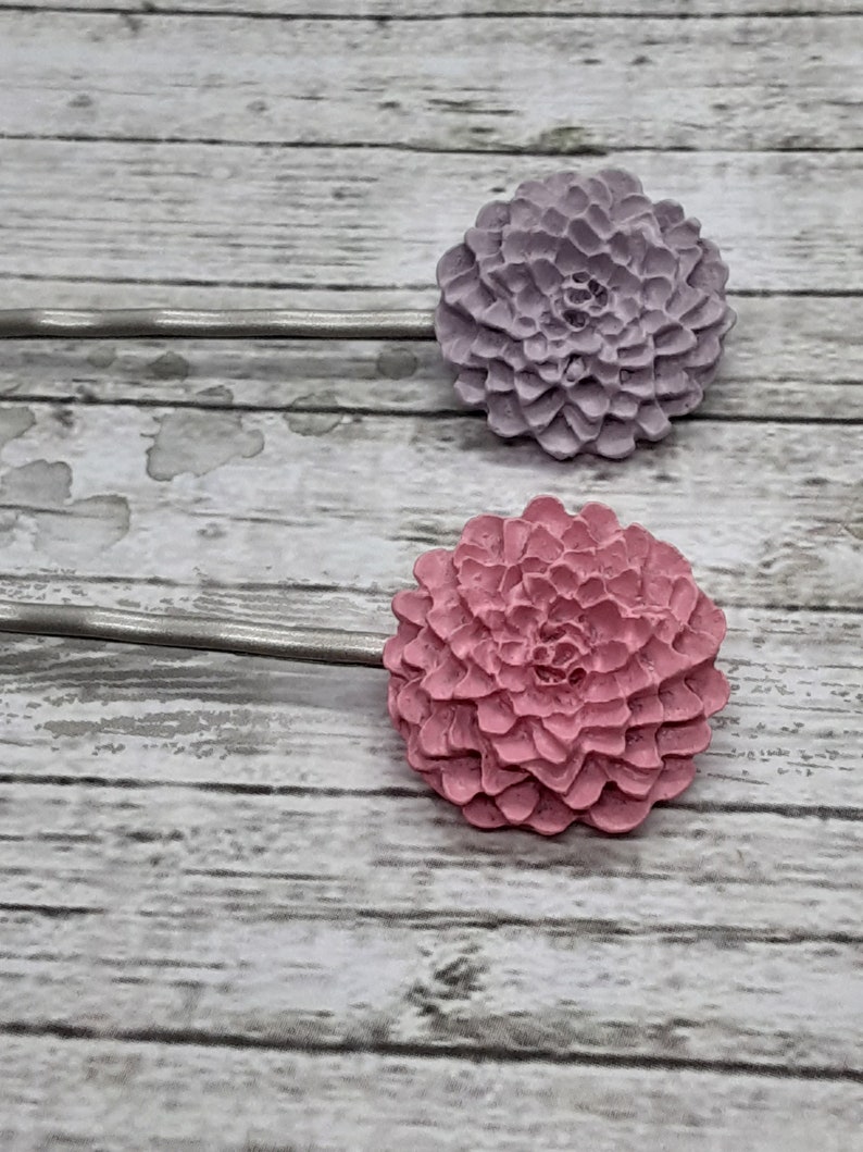 Pink Flowers Bobby Pins Set of 4, Pink Flowers Hair Pins, Flowers Hair ...