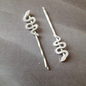 Snake Bobby Pins Set of 2, Rhinestone Bobby Pins, Gift for Her, Golden ...