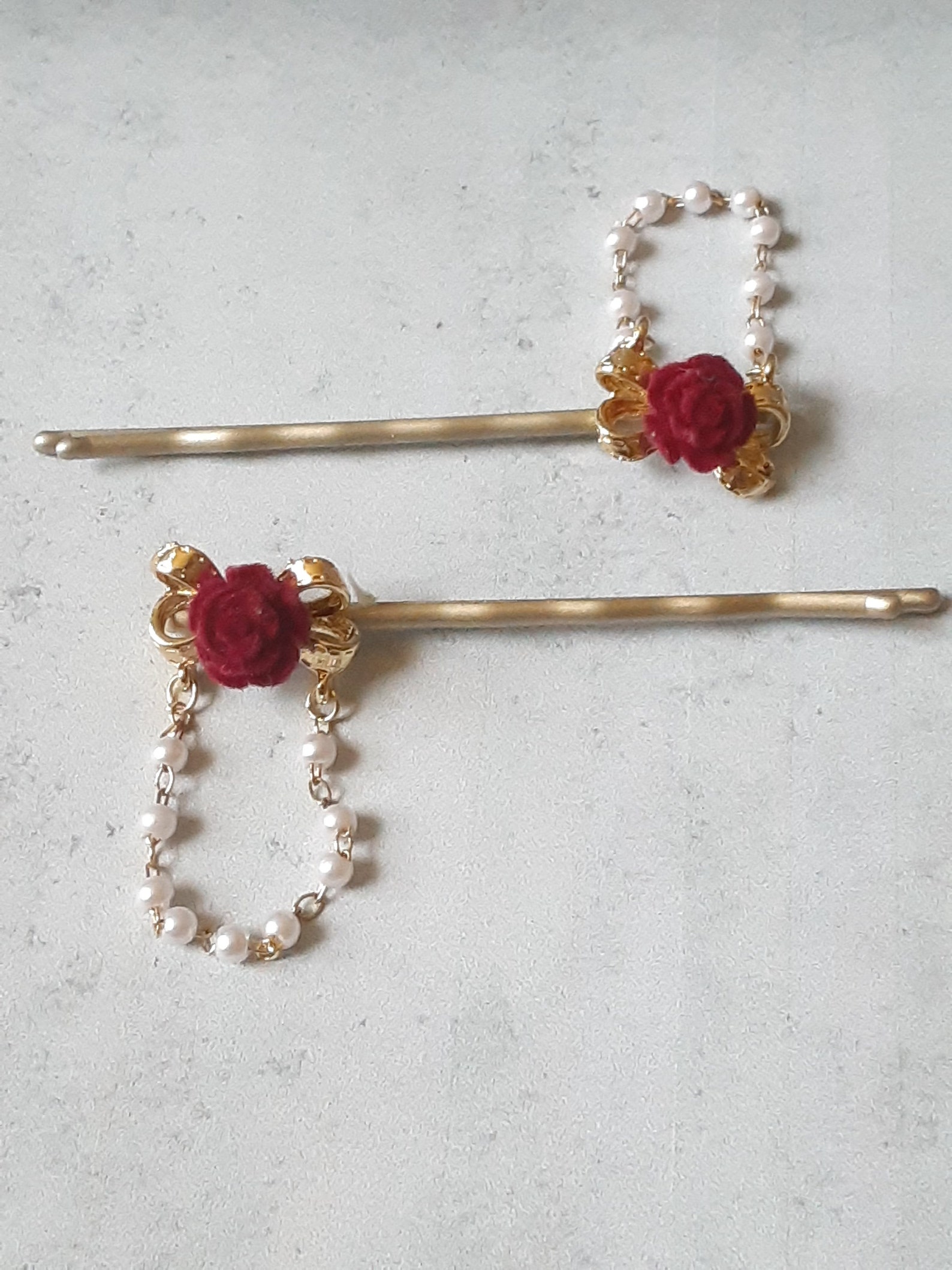 Red Roses Bobby Pins Set of 2, Red Flowers Bobby Pins Gift Under 20 ...