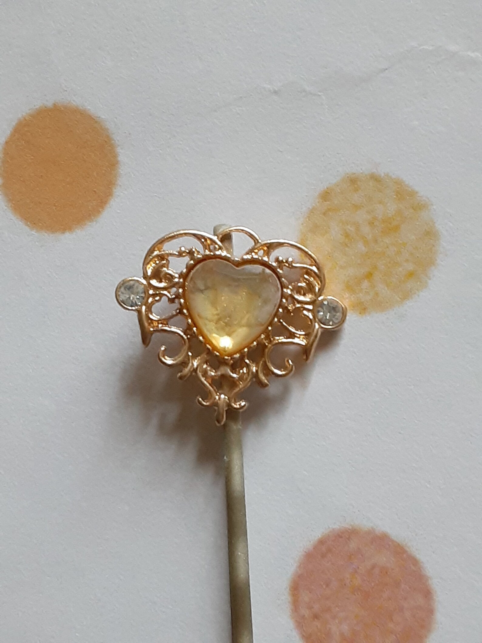 Amber and Green Hearts Bobby Pins Set of 2 Rhinestones Heart Bobby Pins ...