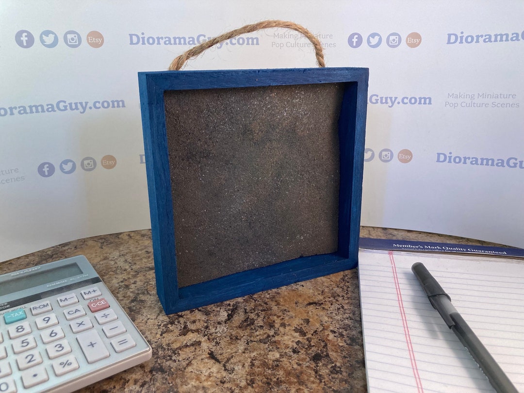 5 Inch Square Enamel Pin Display Board / Blue Frame / Stone Effect ...