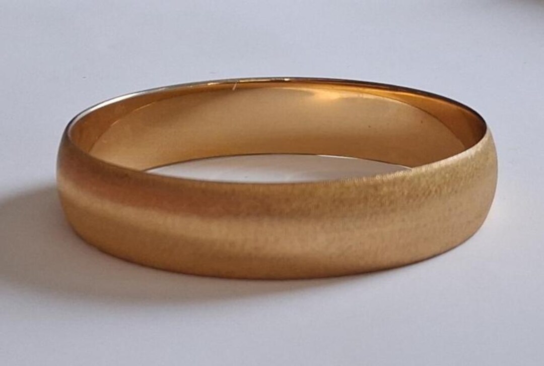 Vintage Monet Signed Gold Tone Matte Wide Chunky Bangle Metal Bracelet ...