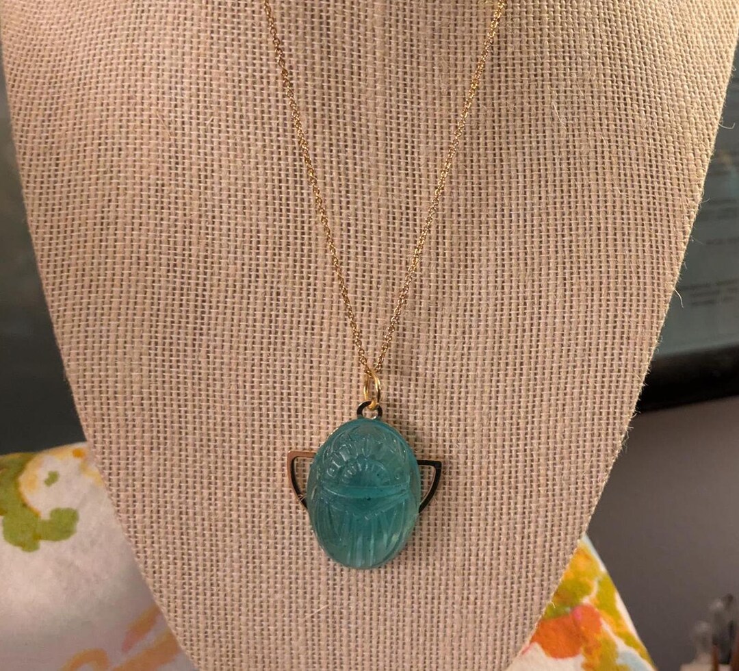 Green Beetle Hand Made Series: Art Deco Revival Egyptian Style Scarab ...